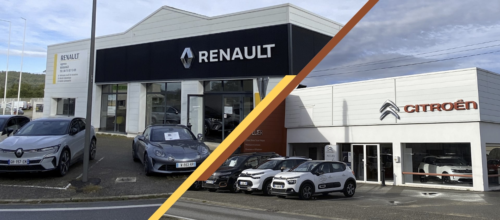 Garage Arthaud, depuis 1973, représente deux marques : Renault et Citroën.